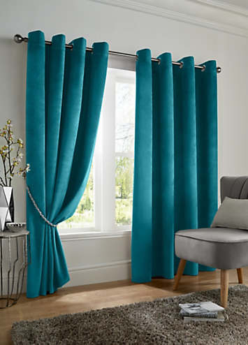Alan Symonds Velvet Blackout Pair of Eyelet Curtains | bonprix