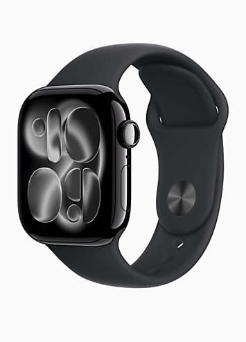 Apple Watch Series 11 GPS + Cellular 42mm Jet Black Aluminium Case with Black Sport Band - M/L ...