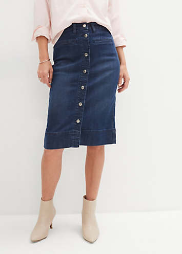 Button Denim Skirt by bonprix | bonprix
