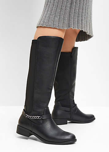 Chain Detail Knee High Biker Boots by bonprix | bonprix