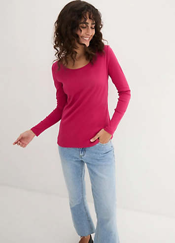 Cotton Rib Long Sleeve Top by bonprix | bonprix