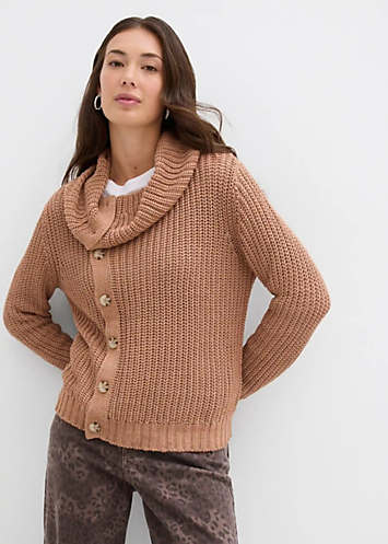 Cowl Neck Chunky Knit Cardigan by bonprix | bonprix