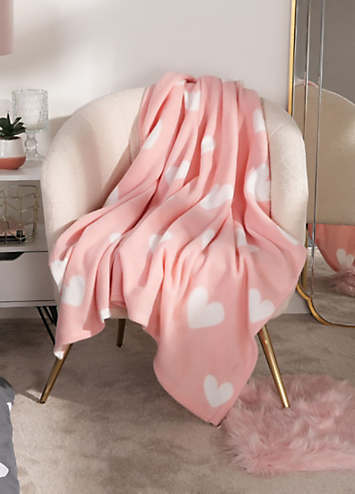 Dreamscene Heart Print Polar Fleece Throw | bonprix