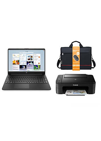 HP 15s-fq Laptop - Intel 4GB 128GB Win 11s - Black - Case & Printer ...