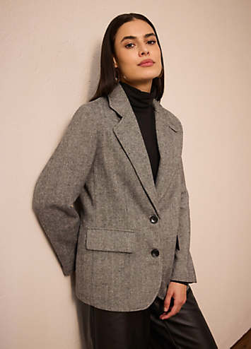 Herringbone Pattern Wool Mix Blazer by bonprix | bonprix