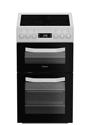 Hotpoint HDE5VDCW 50cm Electric Double Cooker with Ceramic Hob - White ...