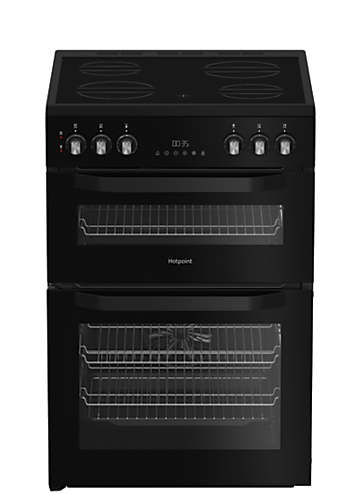 Hotpoint HTE6VDCB1 60cm Electric Twin Cooker with Multiflow - Black ...