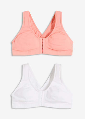 Pack of 2 Non-Wired Front Fastening Bras by bonprix | bonprix