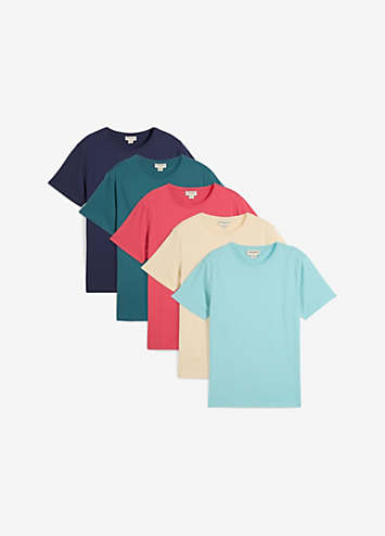 Pack of 5 Crew Neck T-Shirts by bonprix | bonprix