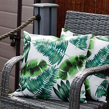 Pair of Botanical Green Palms Pattern Scatter Cushions | bonprix