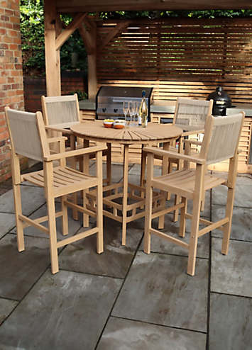 Royalcraft Roma Round Sunray High Bar Table with 4 Roma Rope Bar Stools ...