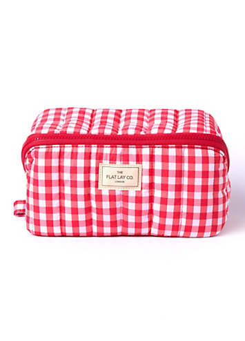 The Flat Lay Co Red Gingham Marshmallow Flat Lay Makeup Box Bag | bonprix