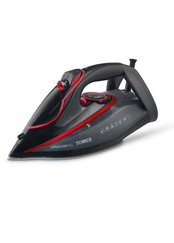 Tower T22032RED Steam Iron with Ceraglide XL Ceramic Soleplate, 350ml Water Tank & 3100W - Red ...