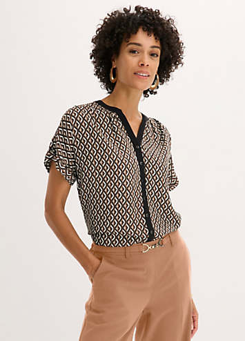 V-Neck Geometric Print Blouse by bonprix | bonprix