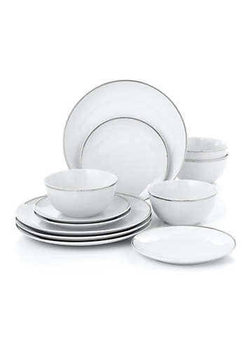 Waterside 12 Piece Platinum Rim Dinner Set | bonprix
