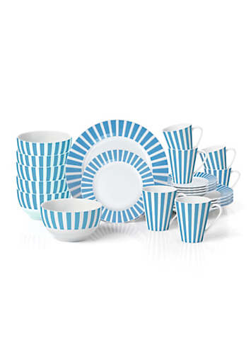 Waterside 24 Piece Soft Blue Split Stripe Dinner Set | bonprix