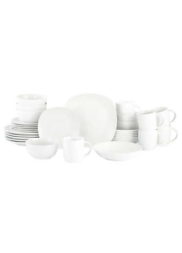 Waterside 30-Piece White Porcelain Square Dinner Set | bonprix