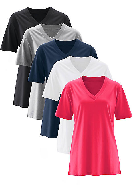 Pack of 5 Essential V-Neck Tees by bpc bonprix collection | bonprix
