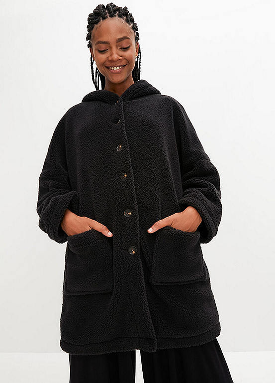 Back Print Hooded Fleece Coat by bonprix | bonprix