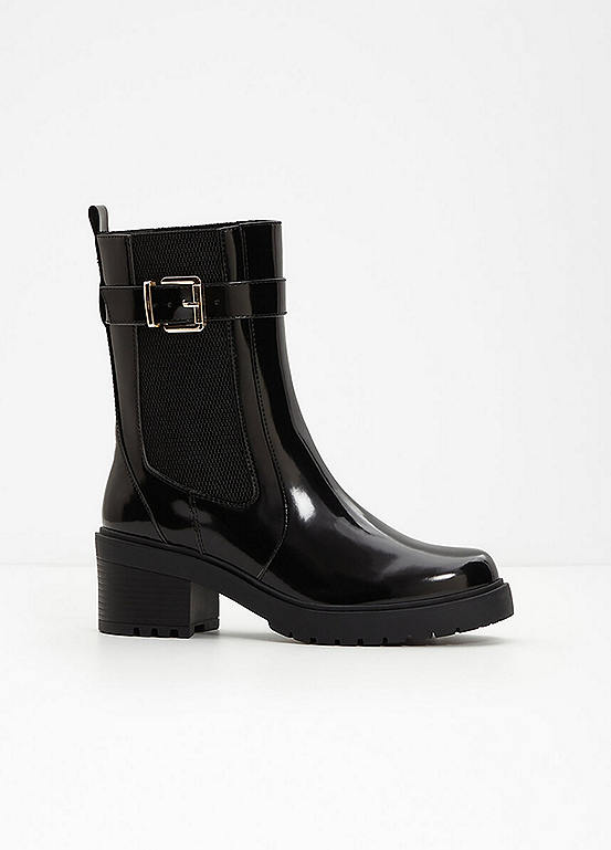 Buckle Strap Mid Calf Chelsea Boots by bonprix | bonprix