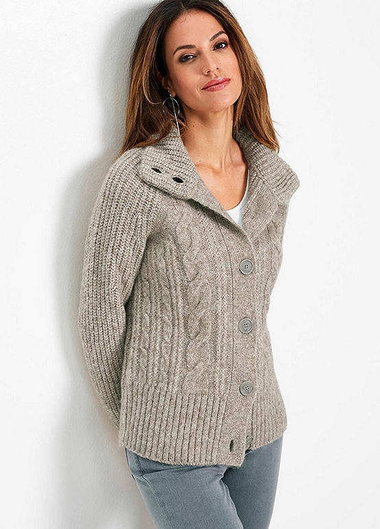 Cable Knit Button Cardigan by bonprix | bonprix