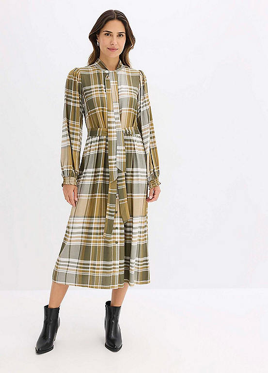 Check Tie Front Midi Dress by bonprix | bonprix