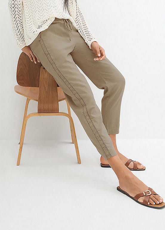 Elasticated Waist Linen Trousers by bonprix | bonprix