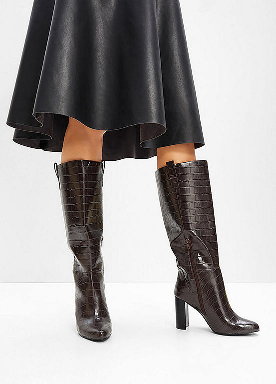 Faux Leather Croc Knee High Boots by bonprix | bonprix