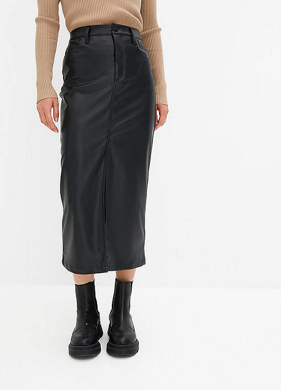 Faux Leather Midi Skirt By Bonprix Bonprix