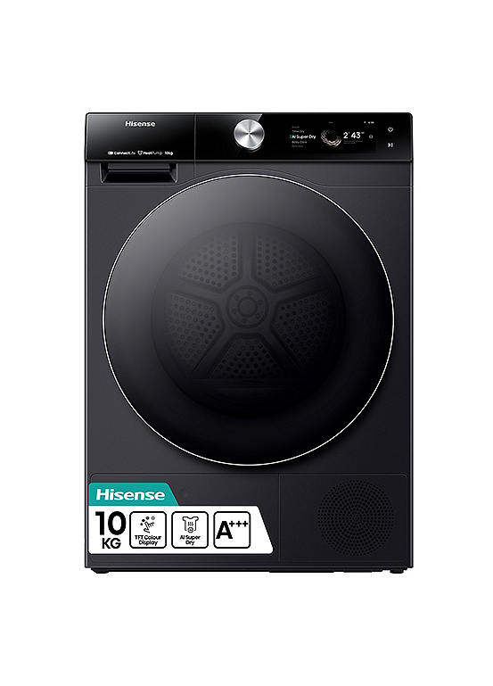 Hisense 7S Series DH7S107BB 10kg, AI Heat Pump Tumble Dryer with Touch ...