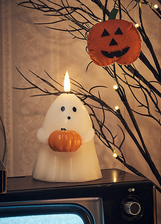 Lights4Fun Lights 4 Fun Truglow® Ghost With Pumpkin LED Halloween ...