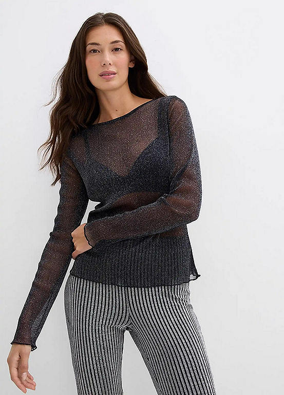 Long Sleeve Sparkly Mesh Top by bonprix | bonprix