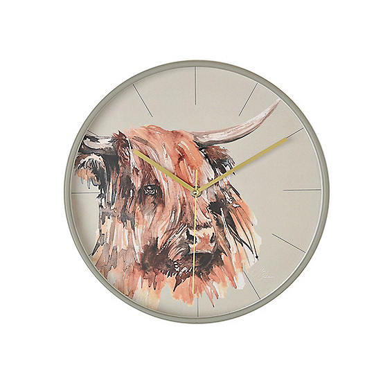 Meg Hawkins Round Wall Clock 30 cm Highland Cow | bonprix