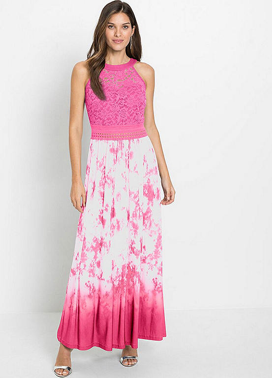 Printed Lace Detail Maxi Dress by bonprix | bonprix