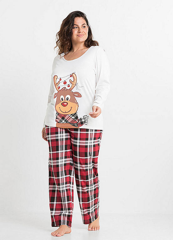 Reindeer Check Festive Pyjama Set by bonprix | bonprix