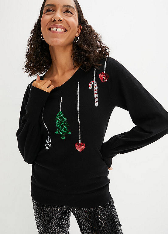 Sequin Christmas Jumper by bonprix | bonprix