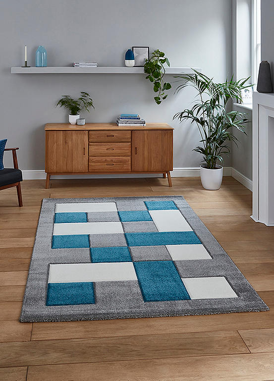 Think Rugs Brooklyn Modern Patchwork Border Soft Hand Carved Rug | bonprix
