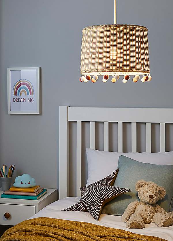 Glow Rattan Pom Pom Easyfit Pendant Shade
