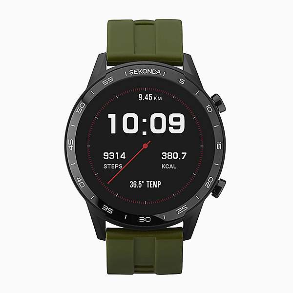 Sekonda Mens Active 45 mm Smart Watch Khaki Rubber Strap bonprix